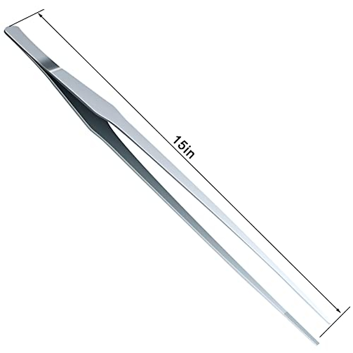 OIIKI 2PCS Stainless Steel Tongs Tweezers, Polished Extra-Long 15 inch Staright Tongs Tweezer, 15 inch Curved Aquarium Tweezer with Precision Serrated Tips for Garden, Kitchen, Indoor & Outdoor
