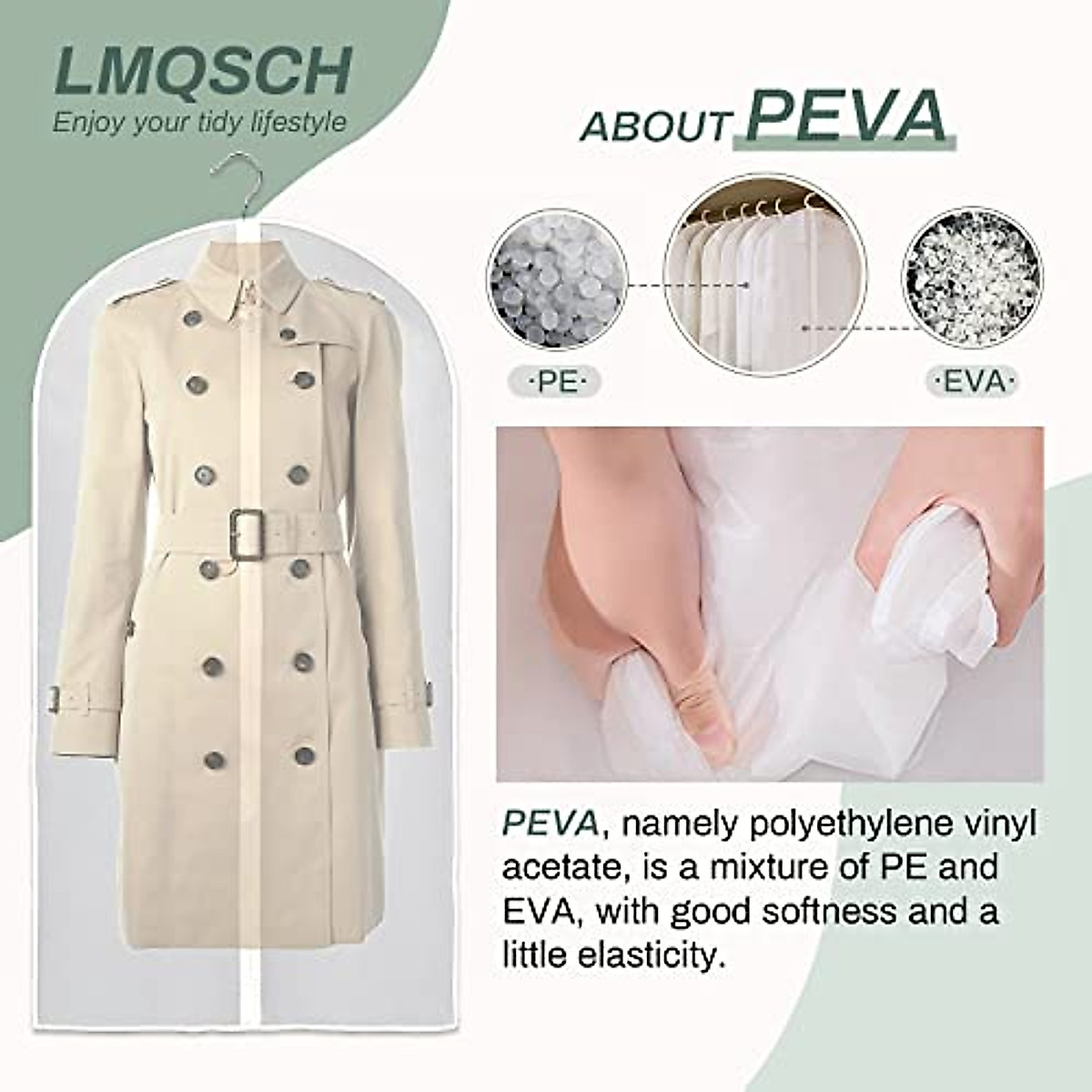 Garment Bags Travel Hanging Clothes Dance Garment Bags Travel Garment Clear Bag Storage Suit Bags Closet Storage Plastic Garment Cover Bags 24''x60'' 8 Pieces LMQSCH