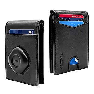 Wallet for Men Compatible with Samsung Smart Tag Plus/Smart Tag Wallet, RFID Blocking Bifold Wallet with Galaxy SmartTag Plus/SmartTag Holder, Genuine Leather Cash Credit Card Holder with Gift Box