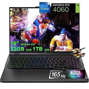 Lenovo legion Pro 5i Gaming Laptop 16" WQXGA 165Hz 100% sRGB 13th Gen Intel 16-Core i7-13700HX 32GB RAM 1TB SSD GeForce RTX4060 8GB Graphic RGB Backlit FHD Camera Super Rapid Charge Win11 + HDMI Cable