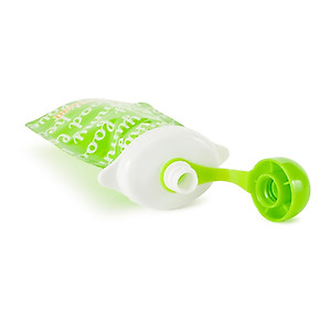 BooginHead Baby Toddler Squeez'Ems Puree Pouches, Dishwasher safe YUM! Green/White