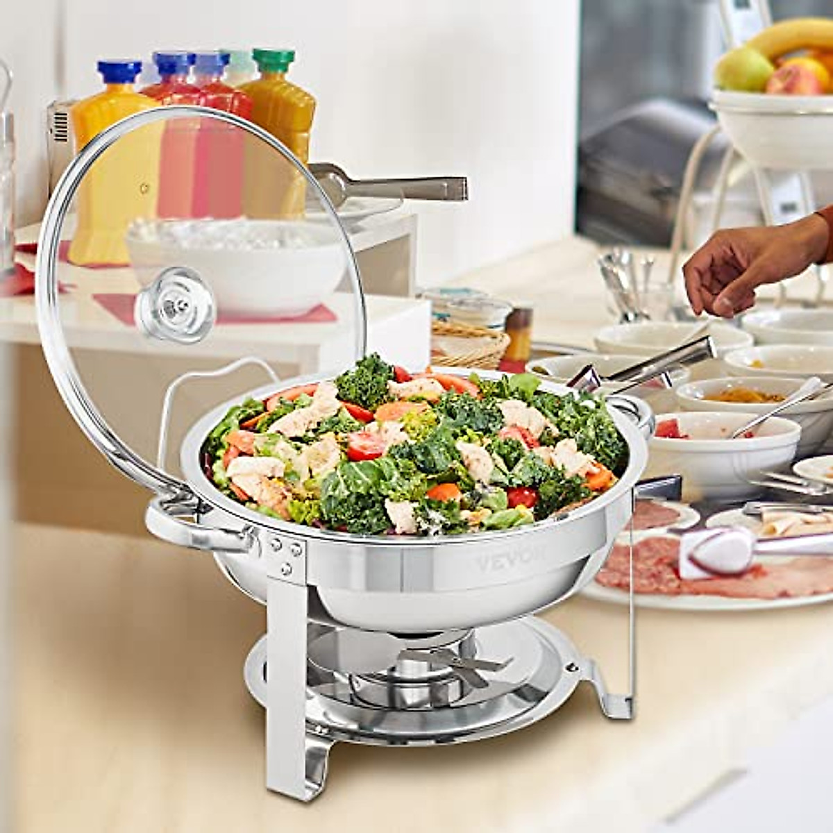 VEVOR Round Catering Warmer Server Chafing Dish Buffet Set, 2 Packs, 4 Quart