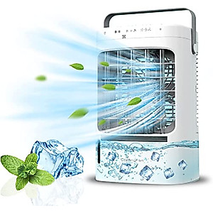 Portable Air Conditioners, Mini Air Conditioner Portable for Room with 3 Speeds and 3 Timer Settings, Personal Air Cooler with Colorful Atmosphere Light for Home, Office, and Travel