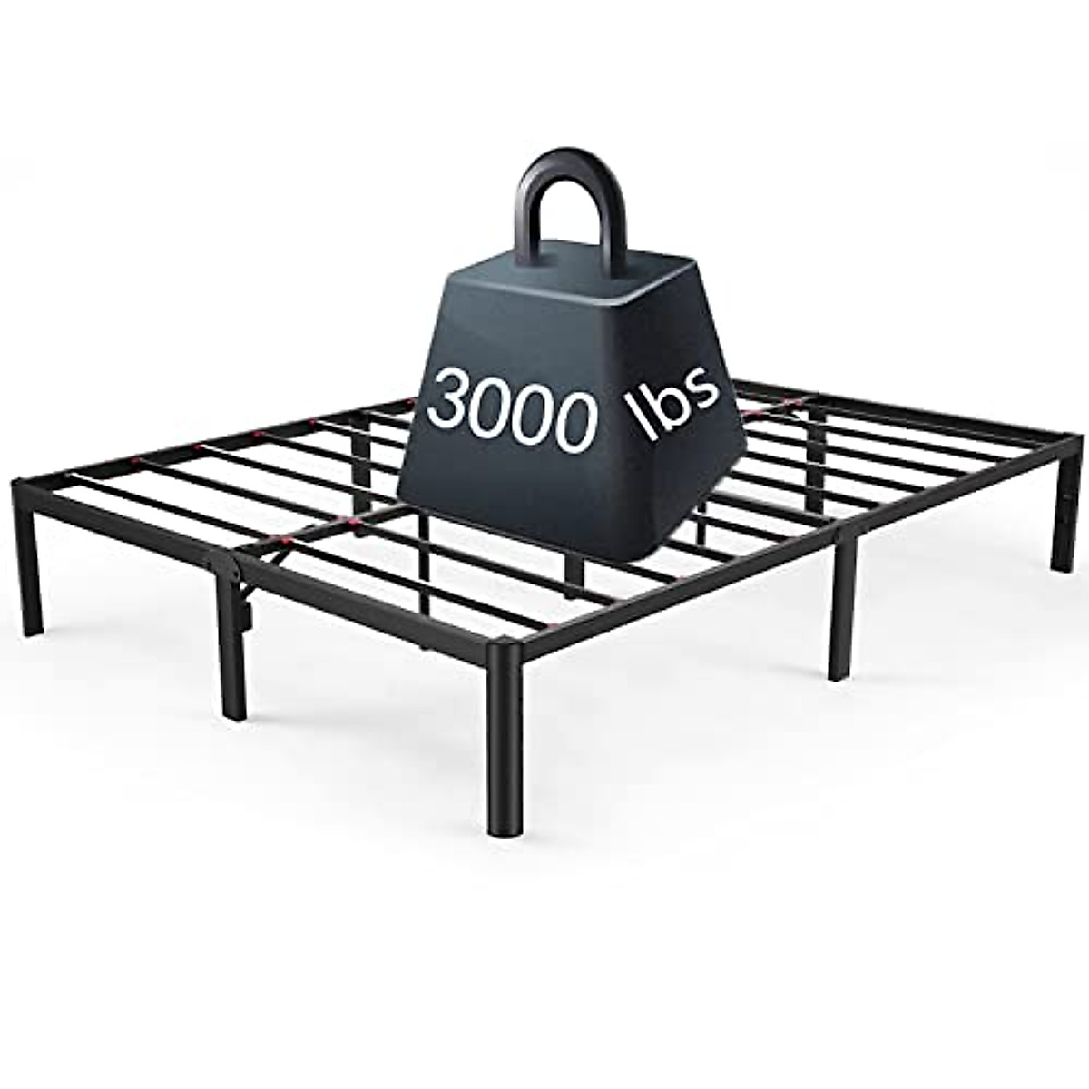 Devo Queen Bed Frame 14 Inch Heavy Duty Metal Platform Beds No Box Spring Needed with Sturdy Steal Slats Mattress Foundation Support Up to 3000 lbs, Easy Assembly, Noise Free,81x61inch, Black