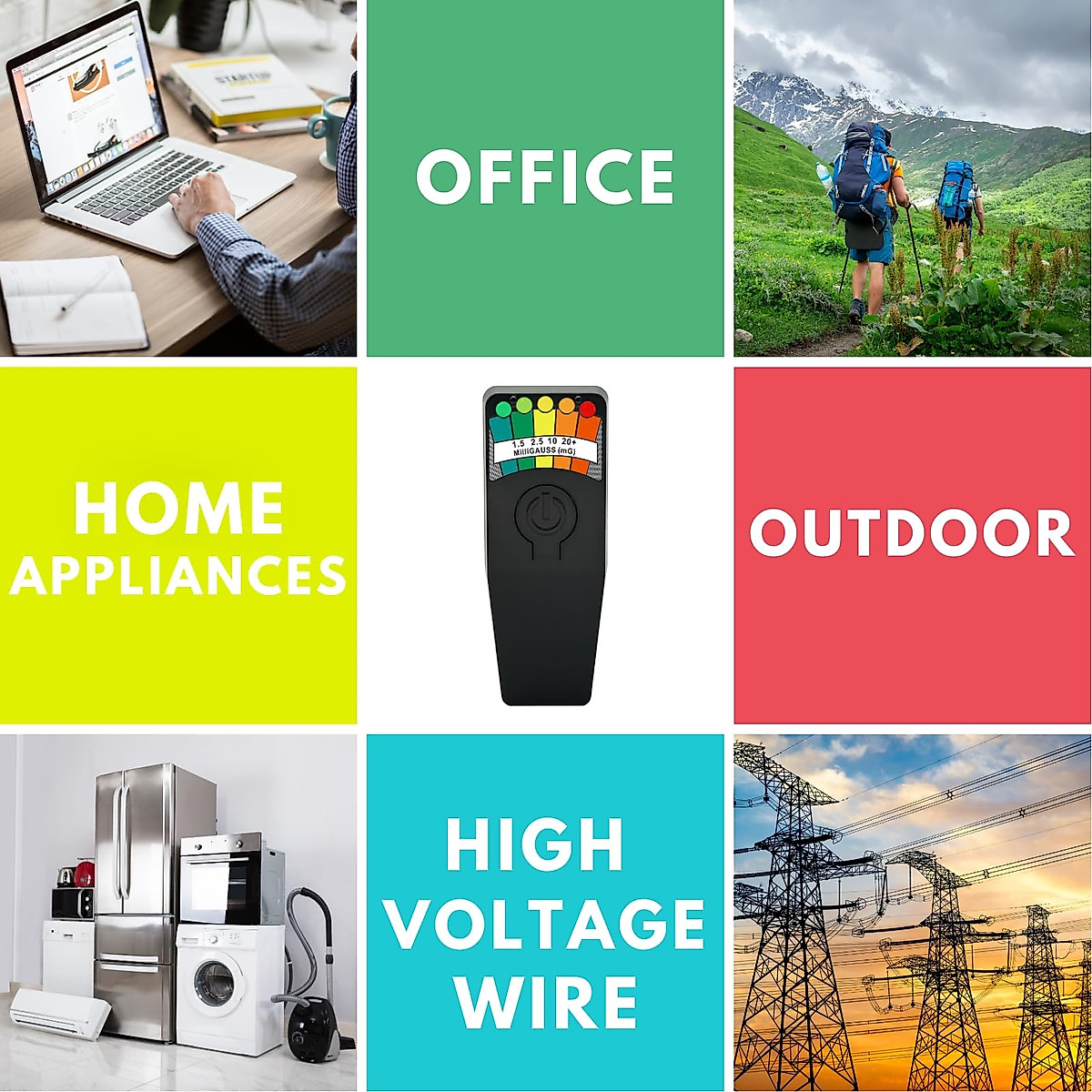 Gurtice 2 Pack Black EMF Meter Ghost Hunting Magnetic Field Detector Spirit Box Paranormal Equipment Tester 50Hz-20,000Hz