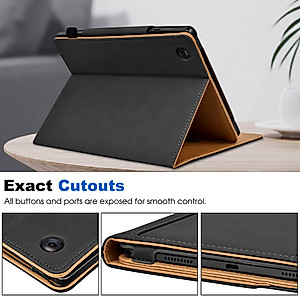 MAISON Case for Samsung Galaxy Tab A8 10.5 Inch 2022 Model (SM-X200/X205/X207) - Multi-Angle Viewing Smart Stand Back Cover with Pocket Auto Wake/Sleep, Pencil Holder (Black)