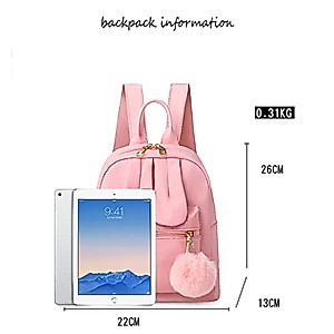 ZFOFLIK Bunny Backpack for Gilrs,Mini Purse Backpack Cute Kawaii Backpack Small Bunny Purse backpack with Plush Pendant(Pink)