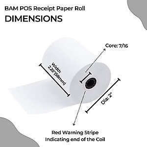 BAM POS 2 1/4" x 85' Thermal Receipt Paper - BPA Free, Shrink Wrapped Rolls - Compatible With Clover Mini, Mobile, First Data FD130, FD50, FD55, Verifone Omni 3200, 3210, 3300 - Pack of 10 Rolls