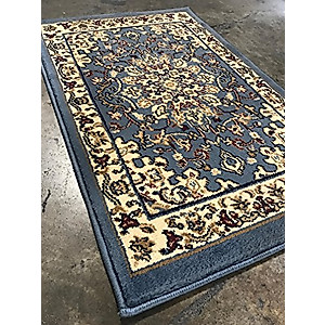 Deir Debwan Traditional Oriental Door Mat Area Rug Blue Persian (330,000 Point) Design 603 (2 Feet X 3 Feet)