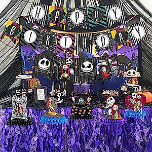 Nightmare Before Christmas Birthday Banner Party Decorations, Jack Skellington Nightmare Before Christmas Paper Banner Halloween Birthday Party Supplies