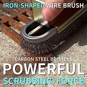 ALLGET Iron-Shaped Steel Wire Brush, high-Hardness Steel Wire Suitable for Heavy-Duty Cleaning, Rust Removal, Scraping, and polishing on Hard Surfaces.