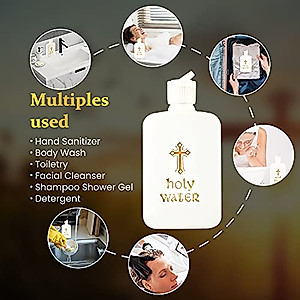 RONRONS 6 Pieces Empty Holy Water Bottles Set, 100ml Catholic Christian Holy Water Bottle Gold Cross Holds Container, Refillable Party Water Bottle for Christian Religious Easter Decorative Supplies