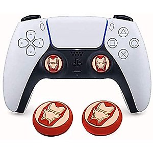 2Pcs Analog Thumb Grip Stick Cover, Dualsense Wireless Controllers Game Remote Joystick Cap, Fantastic Non-Slip Silicone Handle Protection Cover for PS5/PS4/Xbox one/360/NS PRO (Iron-mn))