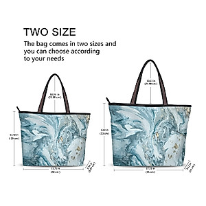 susiyo Abstract Grunge Blue Marble Tote Bags for Women Large Capacity Handbag With Zipper - L Size