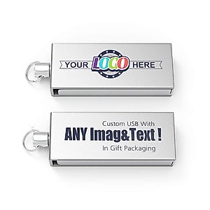MEINAMI Mini Size Customized USB Flash Drive in Silver Metal Thumb Drive Personalized Memory Stick 4GB 50 Pack