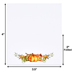 100 Pack Thanksgiving Place Cards with Pumpkins and Fall Leaves Seating Harvest Name Card Table Setting Folded Paper Autumn Tent Cards for Dinner Wedding Tables Placement Party Decorations 2" x 3.5"