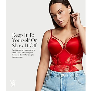 Victoria's Secret Cutout Lace Teddy, Push Up, Women's Lingerie, Very Sexy Collection, Pink (XL)