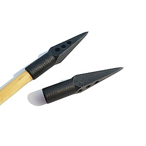 AMEYXGS 6pcs Traditional Hunting Broadheads Archery Glue on Arrowheads for Wooden Bamboo Arrows for 8mm Bamboo Wood Arrows (Black01)