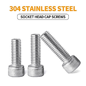 Cicidorai M5 x 8mm 12mm 16mm 20mm 25mm Socket Head Cap Screws Bolts, Stainless Steel 304, Metric Allen Hex Drive, Fully Threaded, Bright Finish, 50PCS