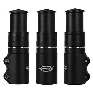 LITEONE Bike Stem Riser Bike Fork Stem Extender Bicycle Handlebar Raiser Head Up Adapter Suitable for Mountain Bike, Road Bike, MTB, BMX, Fixie (Aluminium Alloy, Adjustable, Black)