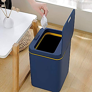 Hemoton Automatic Trash Can Motion Sensor Kitchen Garbage Bin Touchless for Bedroom Bathroom 16L Blue