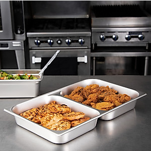 Carlisle FoodService Products Durapan Stainless Steel Divided Steam Table Pan for Catering, Hotel, and Restaurants, Full-Size 2.5 Inches Deep, Silver, (Pack of 6)