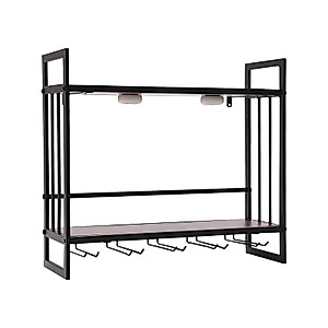 Gdrasuya10 LED Light Wine Rack Wall Mounted, Wine Bottle Display Rack Shelf Stemware Rack Metal Wine Storage Rack Hanging Wine Shelf for Home Decor 24 inch