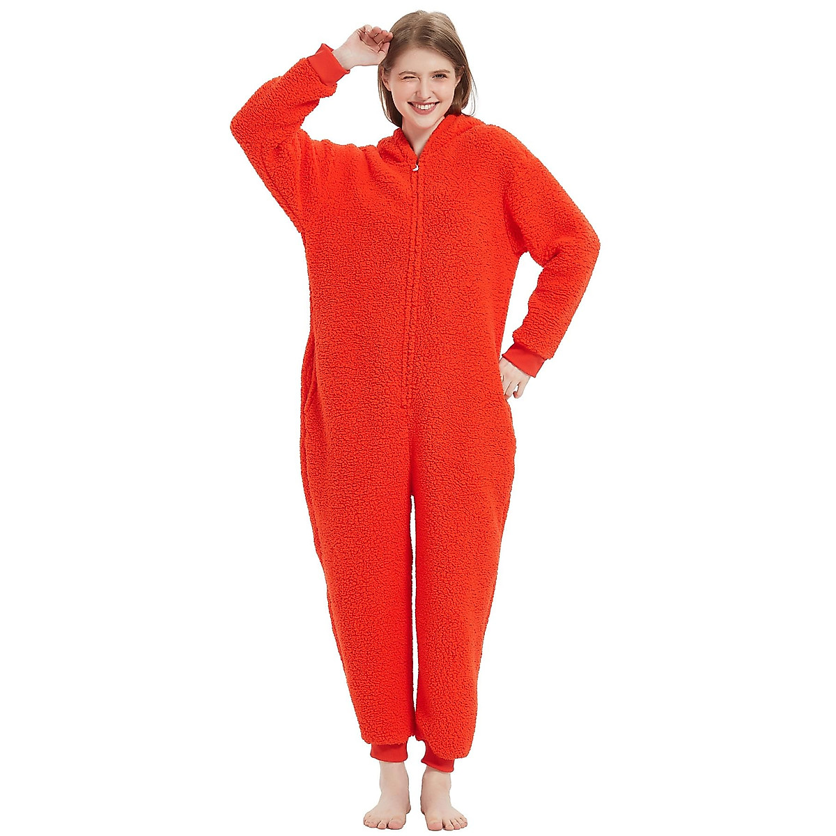 JNVarbeitet Adult Animal Onesie Elmo Costume Cosplay Unisex One Piece Pajamas for Women Men XL