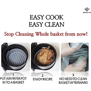 Premium Air Fryer Silicone Pot Liner | EXTRA STRONG | Food Safe Air fryers Oven Accessories | Replacement of Flammable Parchment Paper | No More Cleaning Basket After Using Airfryer (5.3QT & up)