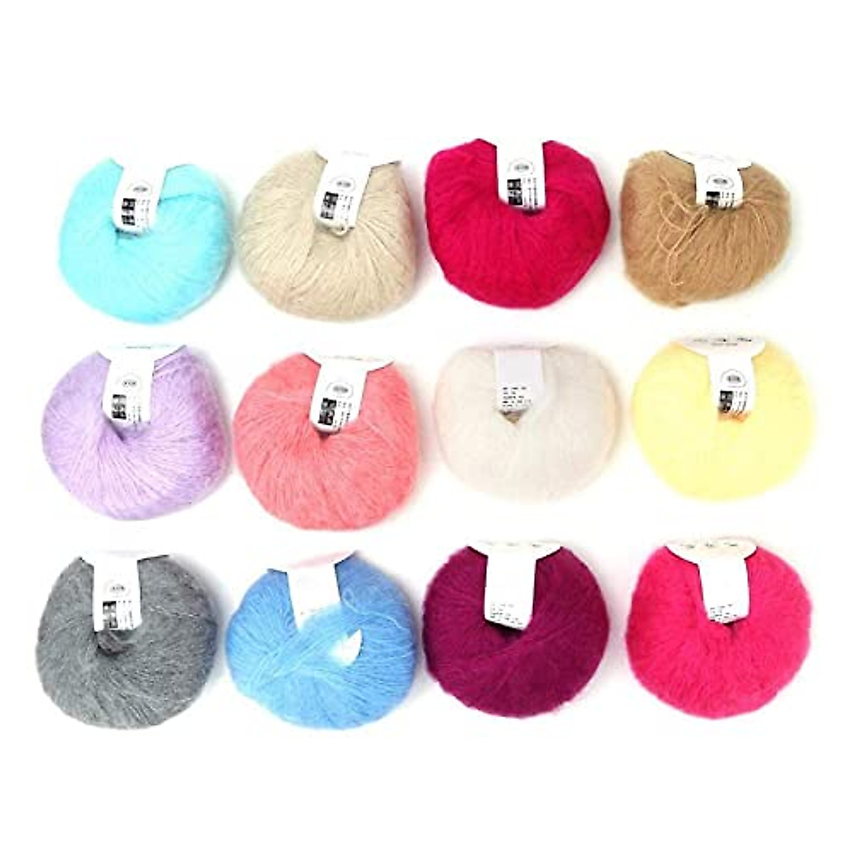 Soft Mohair Wool Knitting Yarn Lightweight Hand Knitwear Yarn DIY Shawl Scarf Crochet Thread(White)