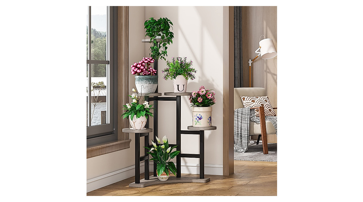 Tribesigns 6-Tier Corner Plant Stand for Indoor & Outdoor Use