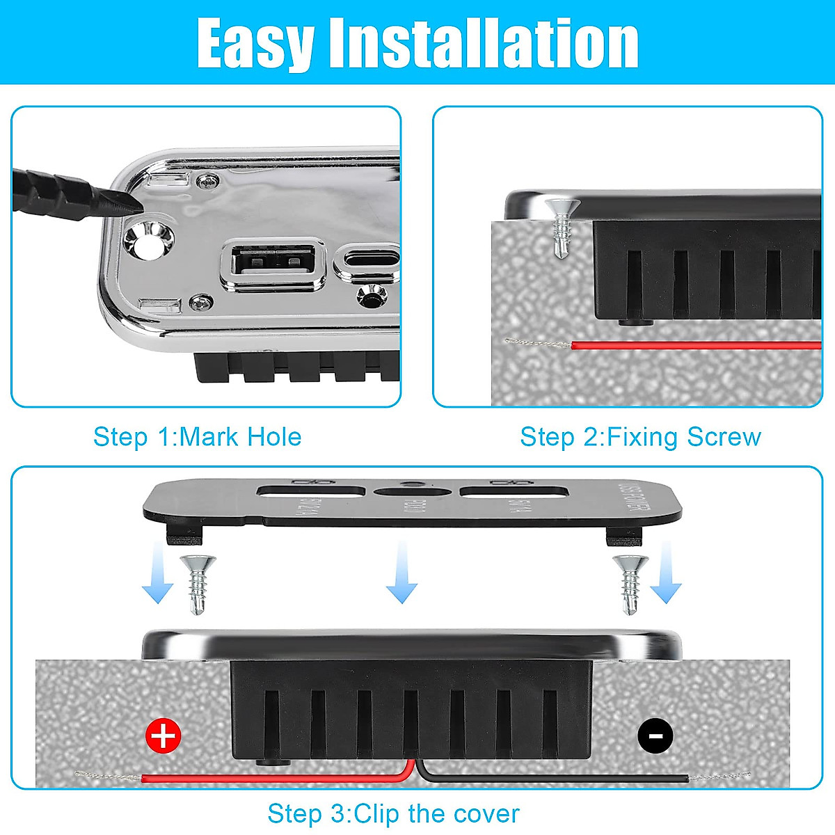 12V 3-Port USB Outlet: Fast Charge Car, RV & Marine Devices
