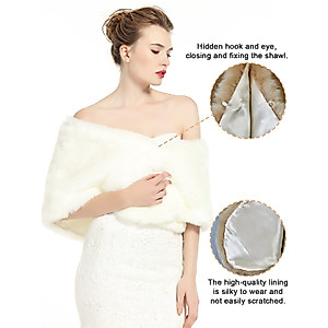BEAUTELICATE Luxury Bridal Party Evening/Wedding Faux Fur Shawl Wrap Stole
