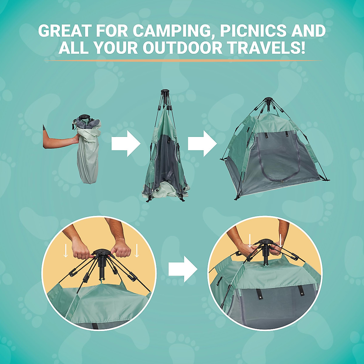 KidCo - Peapod Camp Lightweight Portable Baby Toddler Travel Tent, Play Tent, Ages 6 Months - 6 Years (Seafoam)