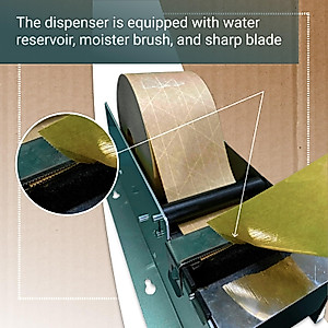 IDL Packaging GTM-825A Electronic Kraft Tape Dispenser for Gummed Tapes up to 3” Width - Automatic One-Touch Moistening & Dispensing Machine - Water-Activated Tape Dispenser