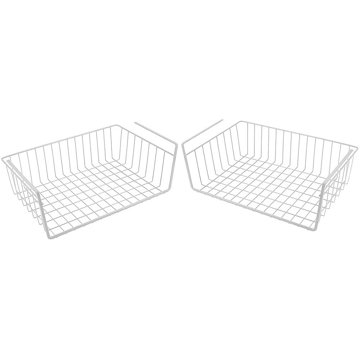 Modern Home Cabinet Wire Hanging Basket Shelves - Space Saving Under Shelf Storage Organizer (Set of 2 15")