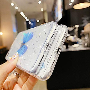HJWKJUS Compatible with iPhone 7/8/SE 2020/SE 2022 Cute Clear Case,Bling Glitter Sparkly Butterfly Design Slim Soft TPU Protective Phone Case for iPhone 7/8/SE 2020 4.7''