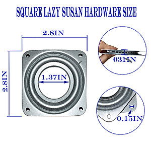 10Pack Lazy Susan Hardware, 3” Square Ball Bearing Swivel Plate, 120lbs Capacity 5/16” Thick Rotating Disc, Lazy Susan Turntable for Serving Trays, Kitchen Cabinet, Craft Project, Makeup Holder