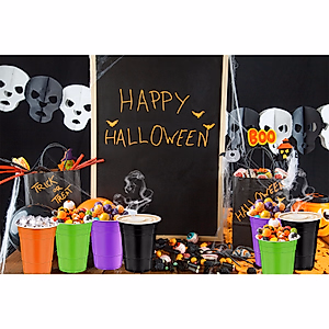 cssopenss 100 PCS Halloween Party Cups 16 oz halloween plastic cups 16 oz halloween disposable cups Set 4 Styles for Halloween Party Decorations & Party Supplies for Beer/Beverage/Snacks/Candies