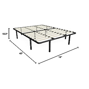 ZINUS SmartBase Euro Slats Mattress Foundation / 14 Inch Metal Platform Bed Frame / No Box Spring Needed / Sturdy Steel & Wood Frame / Underbed Storage, Queen