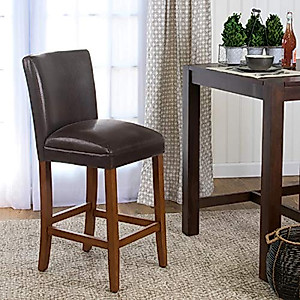 Homepop Home Decor | Classic Counter Height Bar Stools | Faux Leather 24 Inch Bar Stools | Decorative Home Furniture (Brown Faux)