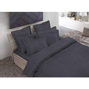 Dormisette Luxury German Flannel Duvet Cover & Shams Set, 3 Piece (Queen, Blue Stripe)