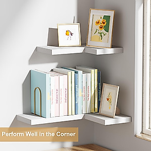 Love-KANKEI White Floating Shelves for Wall Set of 6, Wood Wall Shelves with Invisible Bracket,Rustic Hanging Shelves for Display,Bedroom Living Room Bathroom Kitchen Office