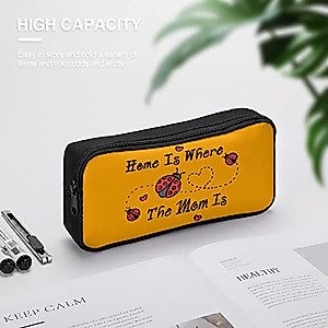 Ladybird Home is Where The Mom is Teen Adult Pencil Case Large Capacity Pen Pencil Bag Durable Storage Pouch