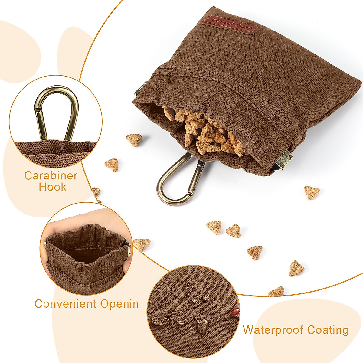 VZZNN 2PC Dog Treat Pouch,Dog Training Treat Reward Bag,Portable Puppy Hand Free Dog Walking Bag,Auto Closing Dog Food Dispenser,Behavior Aids for Puppy Travel or Outdoor(Green Khaki)