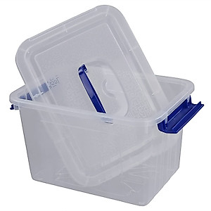Pekky Plastic Small Handle Storage Box, 6 Quart Clear Plastic Bins, 6 Pack