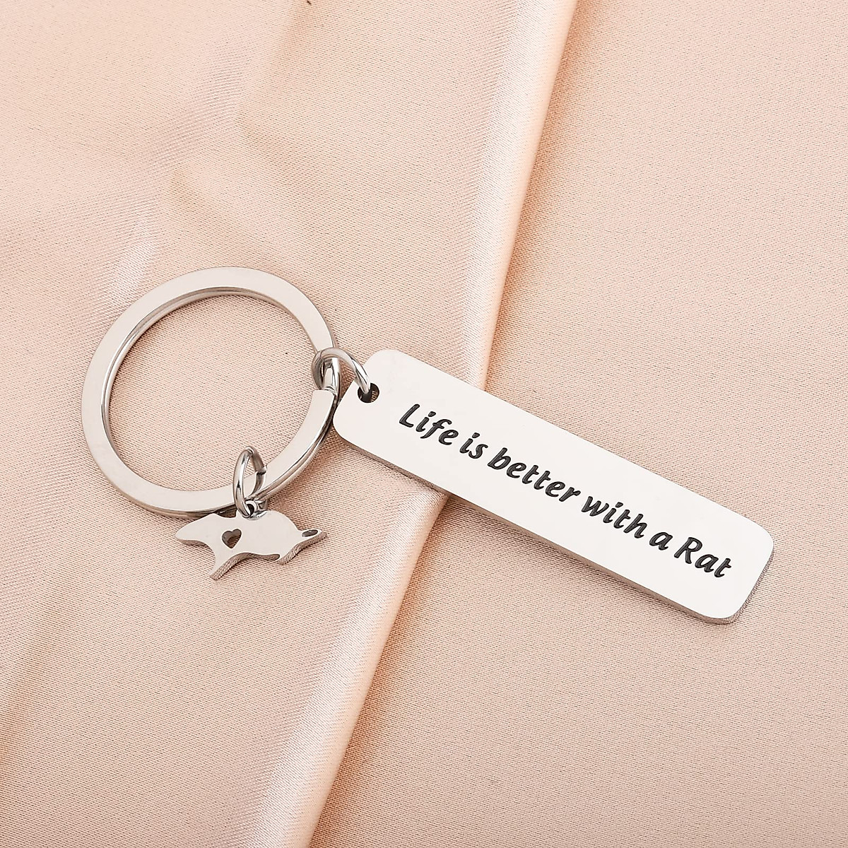 bobauna Rat Keychain Rat Lover Gift Life Is Better With A Rat Mouse Jewelry Pet Rodent Owner Gift (rat keychain)
