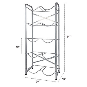 KAX 5-Gallon Water Bottle Holder 10 Trays Water Jug Rack 5-Tier Water Bottle Rack Reinforced Steel Rack for Water Storage Water Bottle Storage Rack for 10 Bottles, Silver