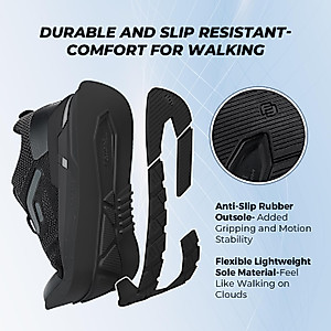 FitVille Slip On Shoes for Men Mens Athletic Shoes for Foot Pain Lightweight Tennis Shoes Durable Wide Feet Trail Running Shoes Half Size Walking Shoes (JETBLACK, 12 Wide)