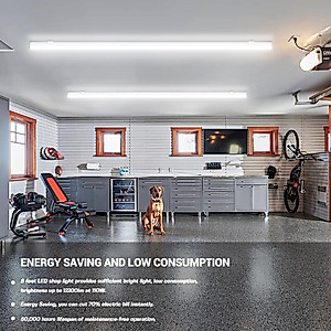 ANTLUX 8FT LED Shop Light Fixture, 110W LED Strip Light, 12200 LM, 5000K, 8 Foot LED Linear Lights, Linkable led Lighting for Garage Warehouse Workshop, Fluorescent Tube Replacement, 8 Pack